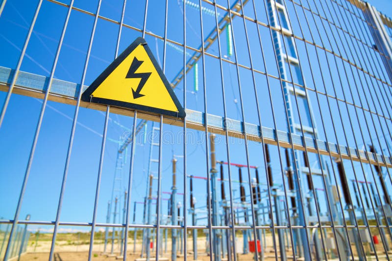 High voltage hazard stock photo. Image of arrow, dangerous - 218416842