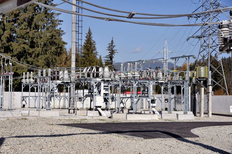 Electrical High Voltage Substation and Components Stock Image - Image ...