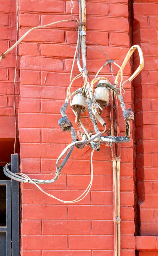 Electrical High Voltage Wiring Lines on the Wall Stock Image - Image of ...