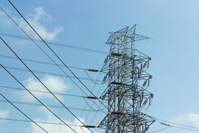 Electrical Highvolt and Blue Sky Stock Photo - Image of construction ...