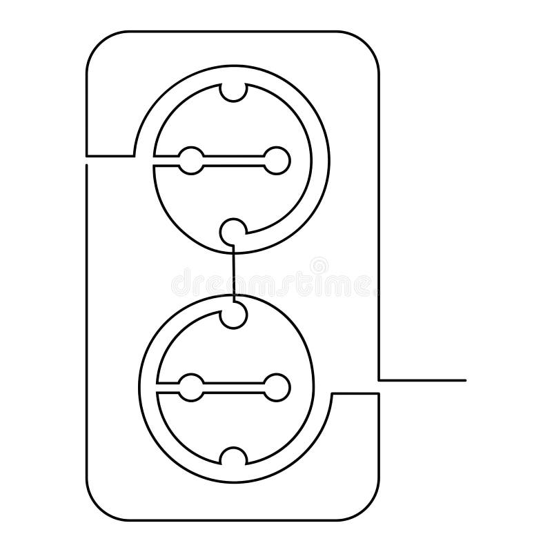 Electrical Household Socket, Illustration, Continuous Line Drawing ...