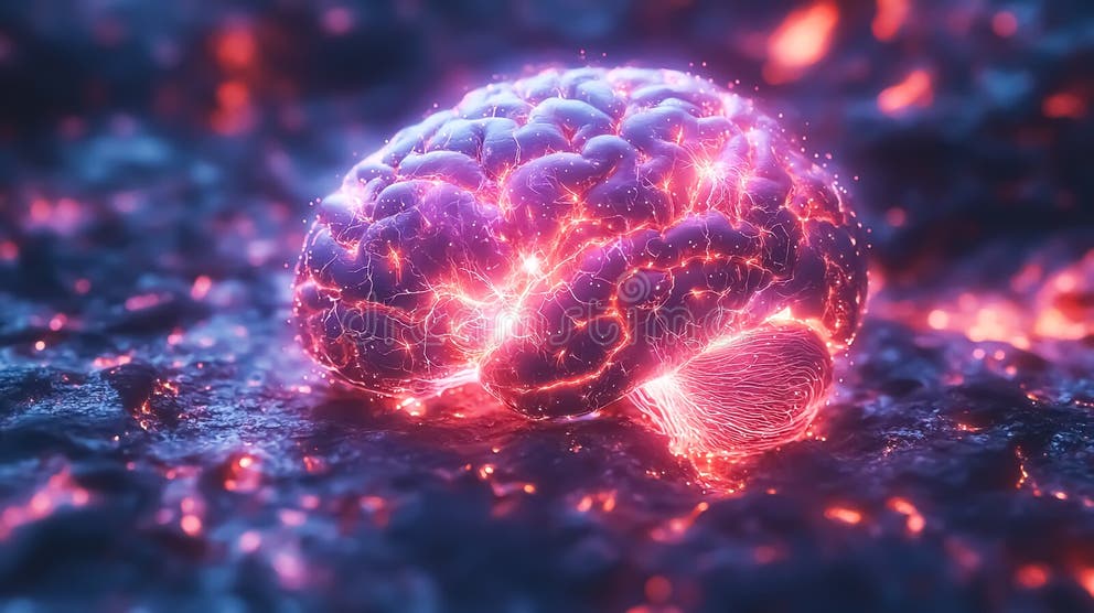 Electrical Impulses Around the Human Brain. Science and Technology Concept Stock Illustration ...