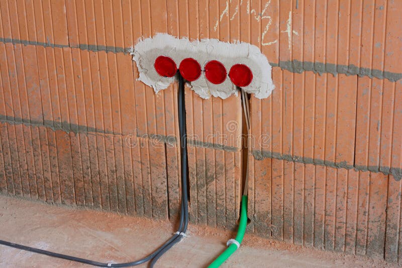 Installation of Electrical Wiring and Network Cables Stock Photo ...