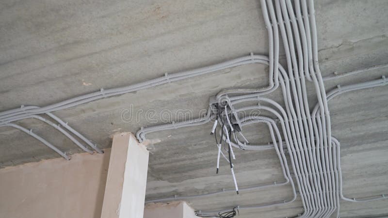Electrical Installation of Plastic Electrification Tubes on Building ...