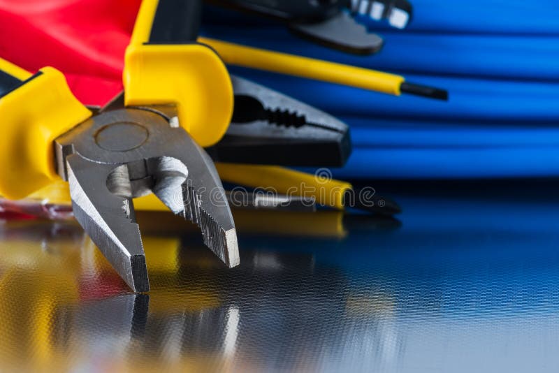 Electrical Installation Tool and Cabling Close-up Stock Photo - Image ...