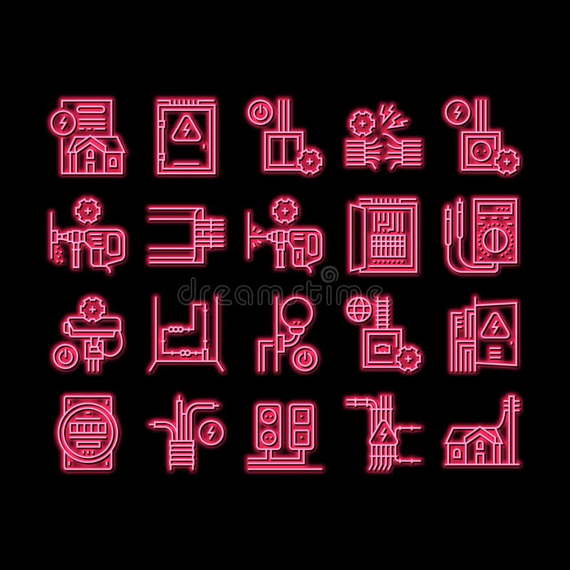 Electrical Installation Tool Neon Glow Icon Illustration Stock Vector ...