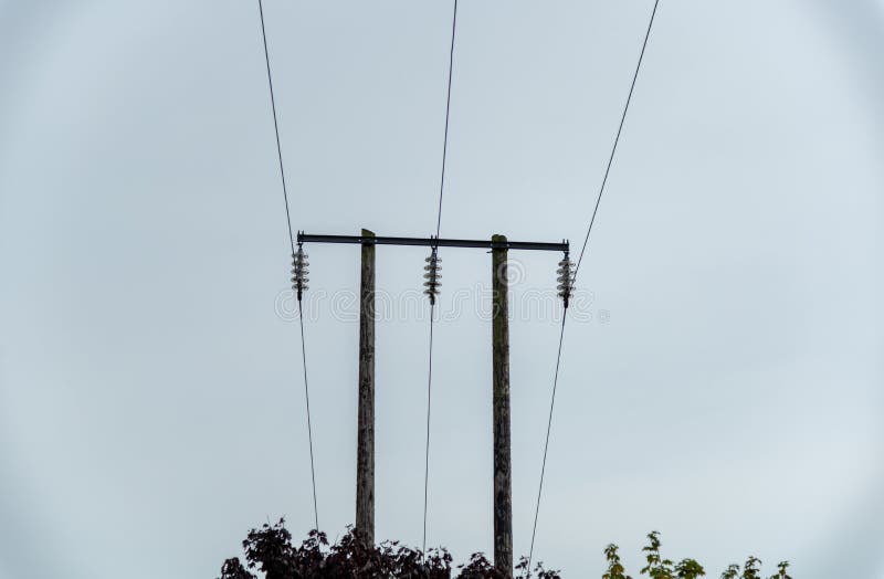 Electrical Installations, Pole with Voltage Cables Stock Image - Image ...