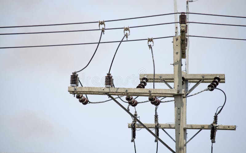 Electrical Insulators Set, Cable Laying Work. Transmission Lines Stock ...