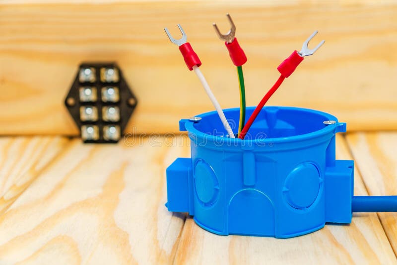 Electrical Junction Blue Box with Cable Wire Used in the Electric ...