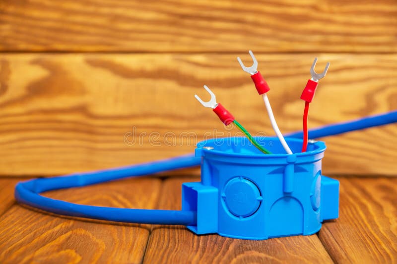 Blue Junction a Box for Wires Isolated on White Background Used in ...