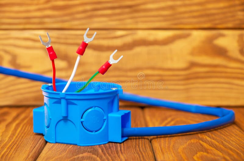 Electrical Junction Blue Box with Cable Wire Used in the Electric ...