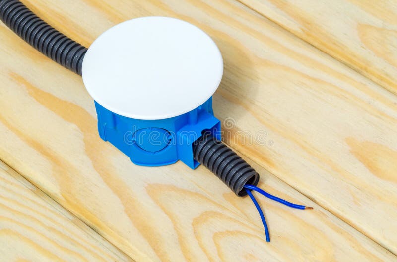 Electrical Junction Blue Box with Wires Usually Used in the Electric ...