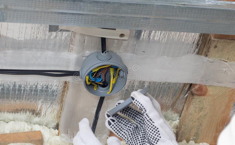 Electrical Junction Box Installation Stock Photo - Image of current ...