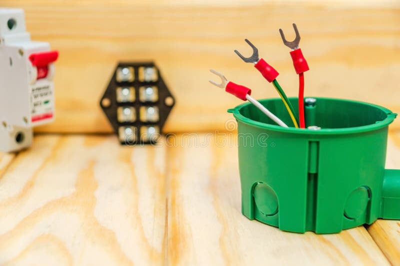 Electrical Junction Green Box with Cable Wire Used in the Electric ...