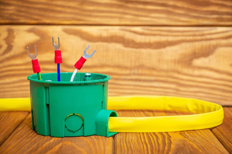 Electrical Junction Green Box with Cable Wire Used in the Electric ...