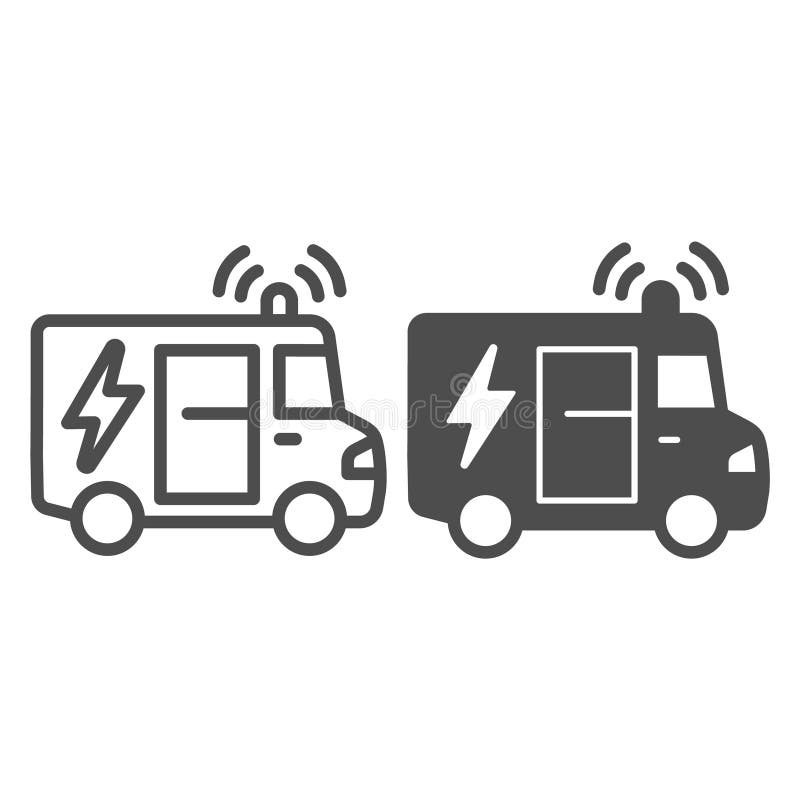 Electrical Laboratory Car Line and Solid Icon, Electrical Service ...