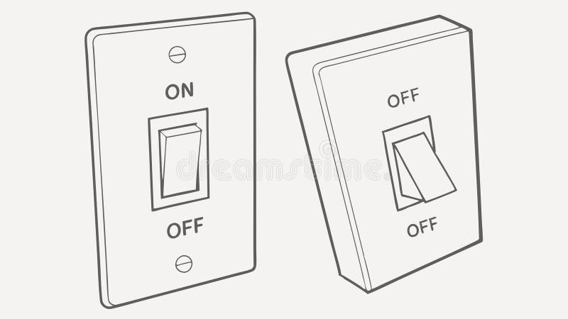 Electrical Light Switches, on and OFF Positions, Power Control Icon ...