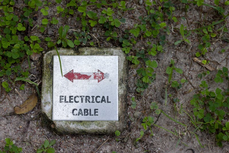 Electrical Mark Line on the Ground. Stock Photo - Image of industry ...