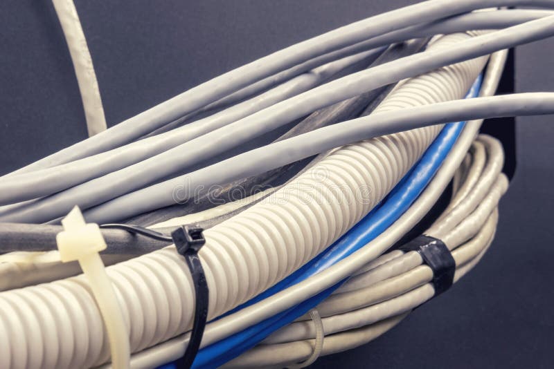 Electrical and Network Wires are Tied with a Tie Stock Image - Image of ...