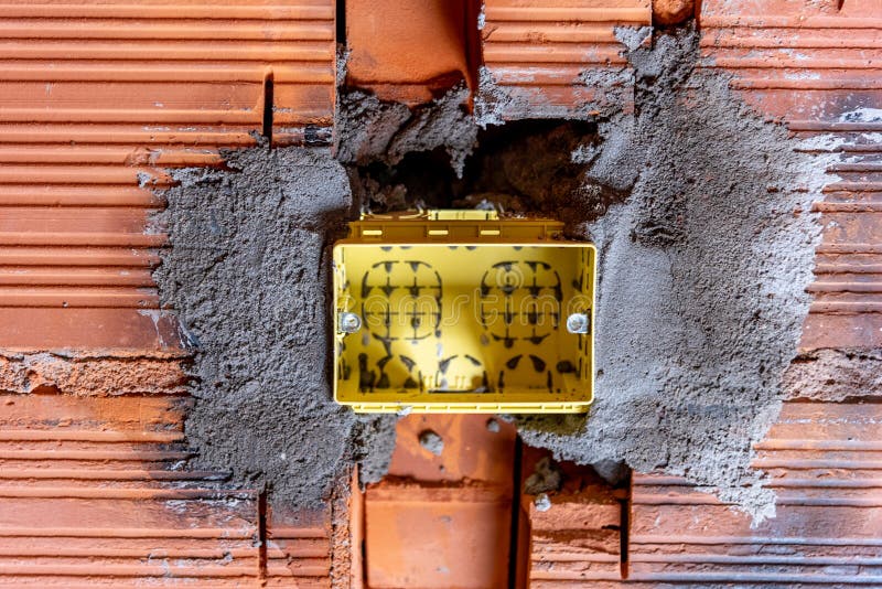 Electrical Outlet Box in a New Construction Wall Stock Photo - Image of ...