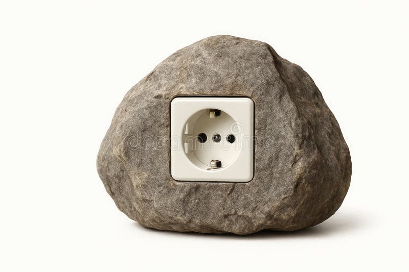 The Electrical Outlet is Built into the Stone. Space for Text. Stock ...