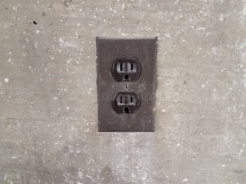 Electrical Outlet on Cement Wall Stock Image - Image of grey, power ...