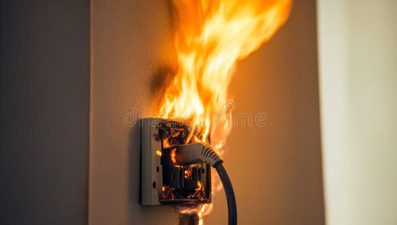Electrical Outlet Fire Hazard Burning Wall Socket High Quality Image ...