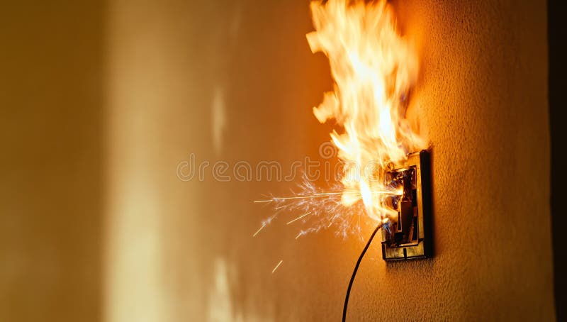 Electrical Outlet Fire Hazard Sparks Flames High Quality Image Stock ...