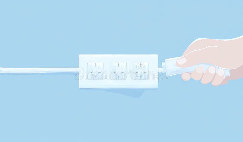 Electrical Outlet with a Hand Holding a Plug. Electrical Components ...