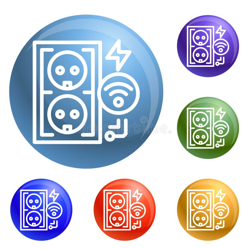 Electrical Outlet Icons Set Vector Stock Vector - Illustration of ...