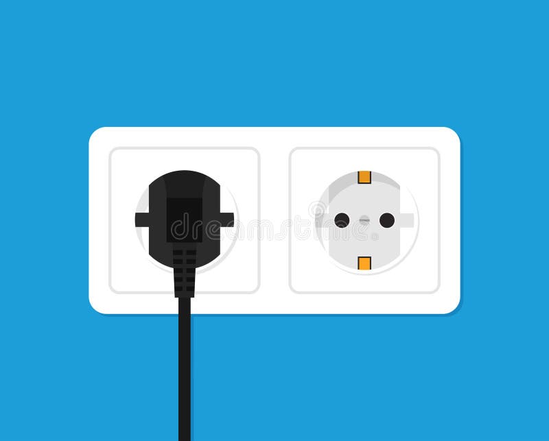 Electrical Outlet and Plugs in Flat Style Icon. Vector Illustration Stock Vector - Illustration ...