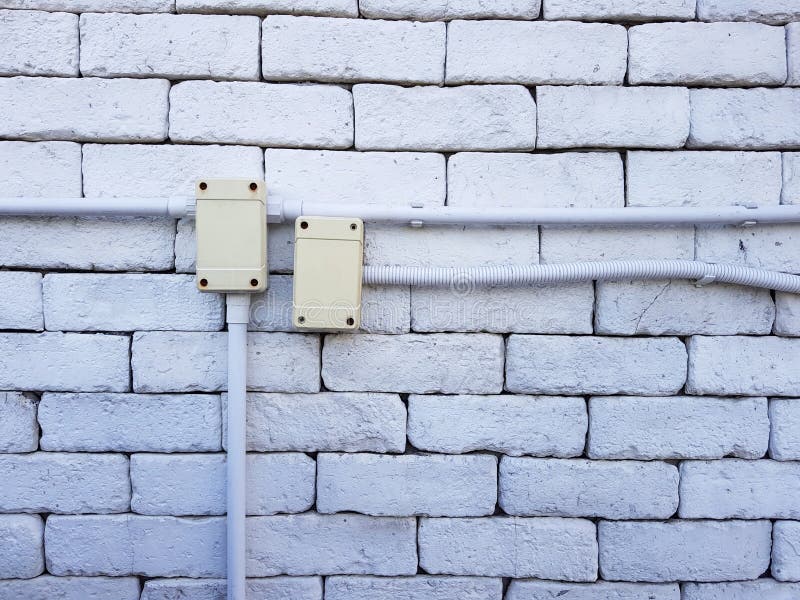 Electrical Outlet on a Red Brick Wall Concept of Power or Connectivity ...