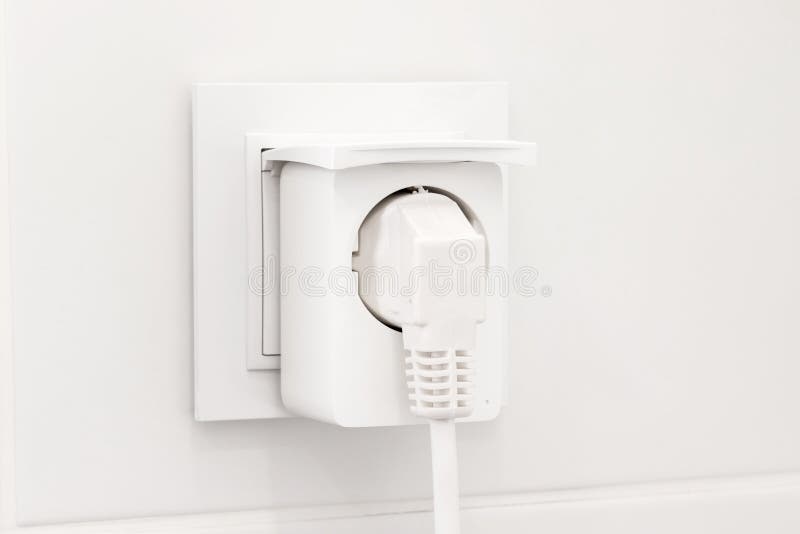 Electrical Outlet with Smart Plug on Modern Bright Bathroom Stock Photo ...