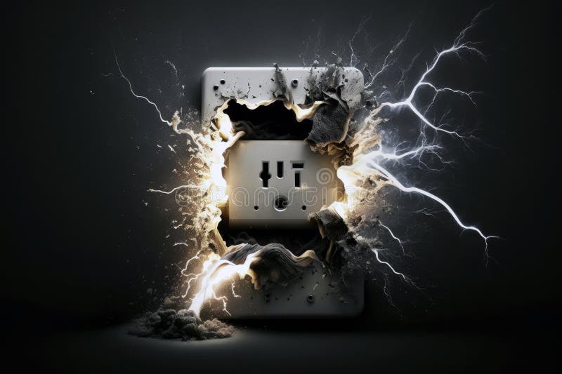 An Electrical Outlet with Sparks Flying Out of it. Generative AI Stock ...