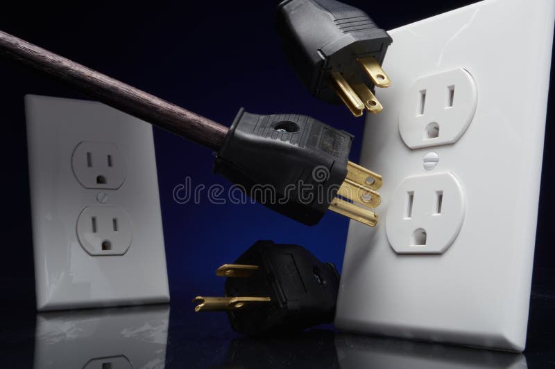 Electrical Outlet and Three Prong Plug Stock Photo - Image of ...