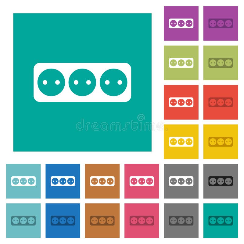 Electrical Outlet with Three Sockets Solid Square Flat Multi Colored ...