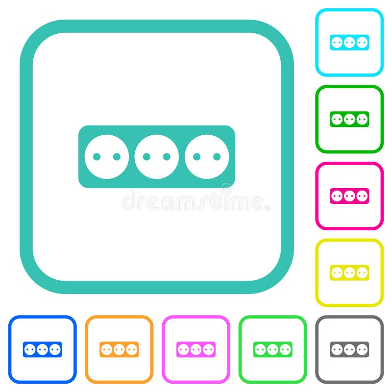 Electrical Outlet with Three Sockets Solid Vivid Colored Flat Icons ...
