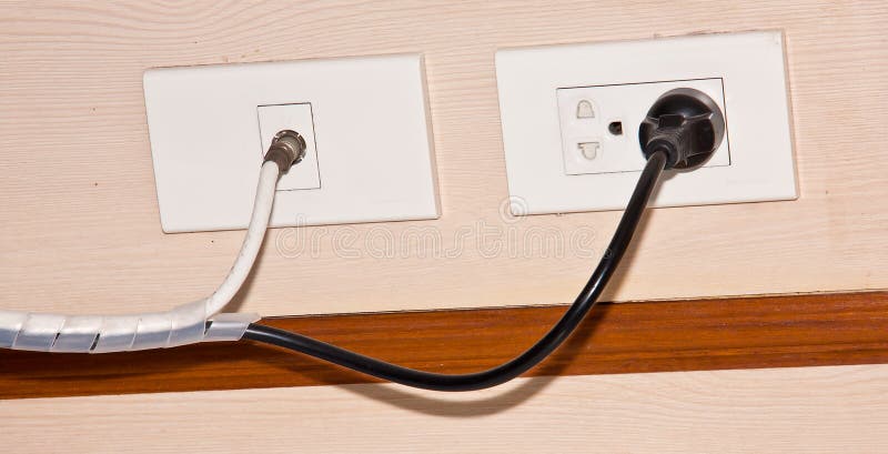 Electrical outlet and TV. stock image. Image of appliance - 30773513