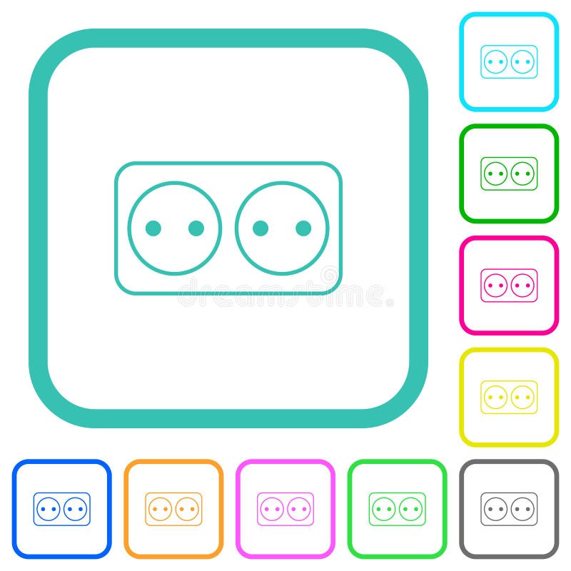 Electrical Outlet with Two Sockets Outline Vivid Colored Flat Icons ...