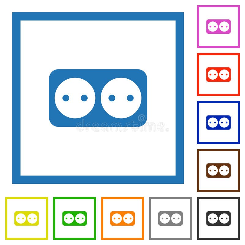 Electrical Outlet with Two Sockets Solid Flat Framed Icons Stock Vector - Illustration of ...