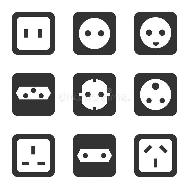 Electrical Outlet Type. Socket Icon. Vector Illustration, Flat Design ...