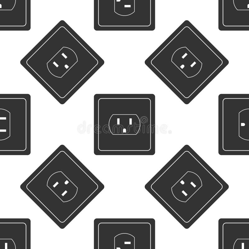 Electrical Outlet in the USA Icon Seamless Pattern on White Background ...
