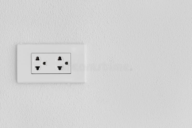 Electrical Outlet on Wall Loft Style, Power Plug on White Concrete Wall ...