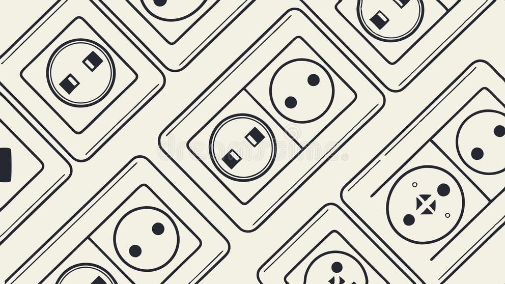 Electrical Outlets Pattern, Electricity and Power Supply Theme Vector ...