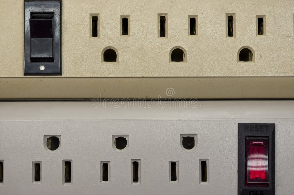 Electrical Outlets in a Power Distribution Strip Stock Photo - Image of ...