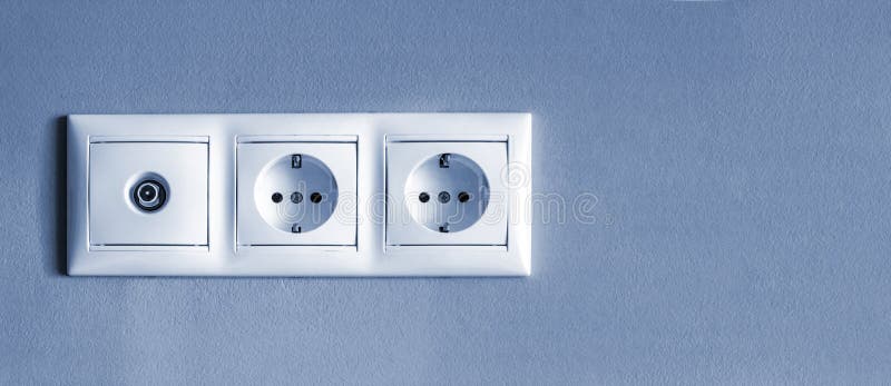 Electrical Outlets, a Set of Three White Empty Electrical Sockets and ...