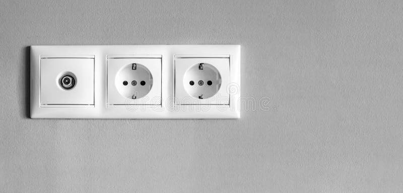 Electrical Outlets, a Set of Three White Empty Electrical Sockets and ...