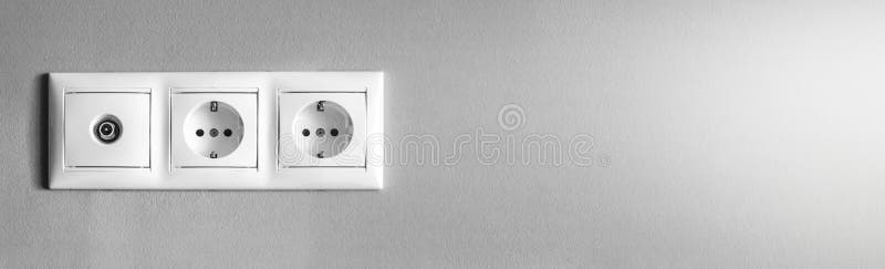 Electrical Outlets, a Set of Three White Empty Electrical Sockets and ...