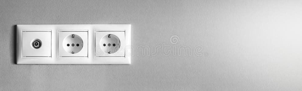 Electrical Outlets, a Set of Three White Empty Electrical Sockets and ...