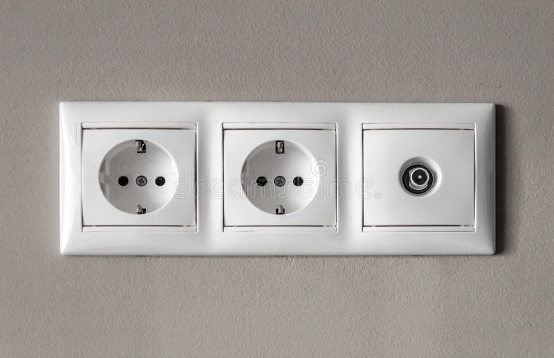 Electrical Outlets, a Set of Three White Empty Electrical Sockets for ...
